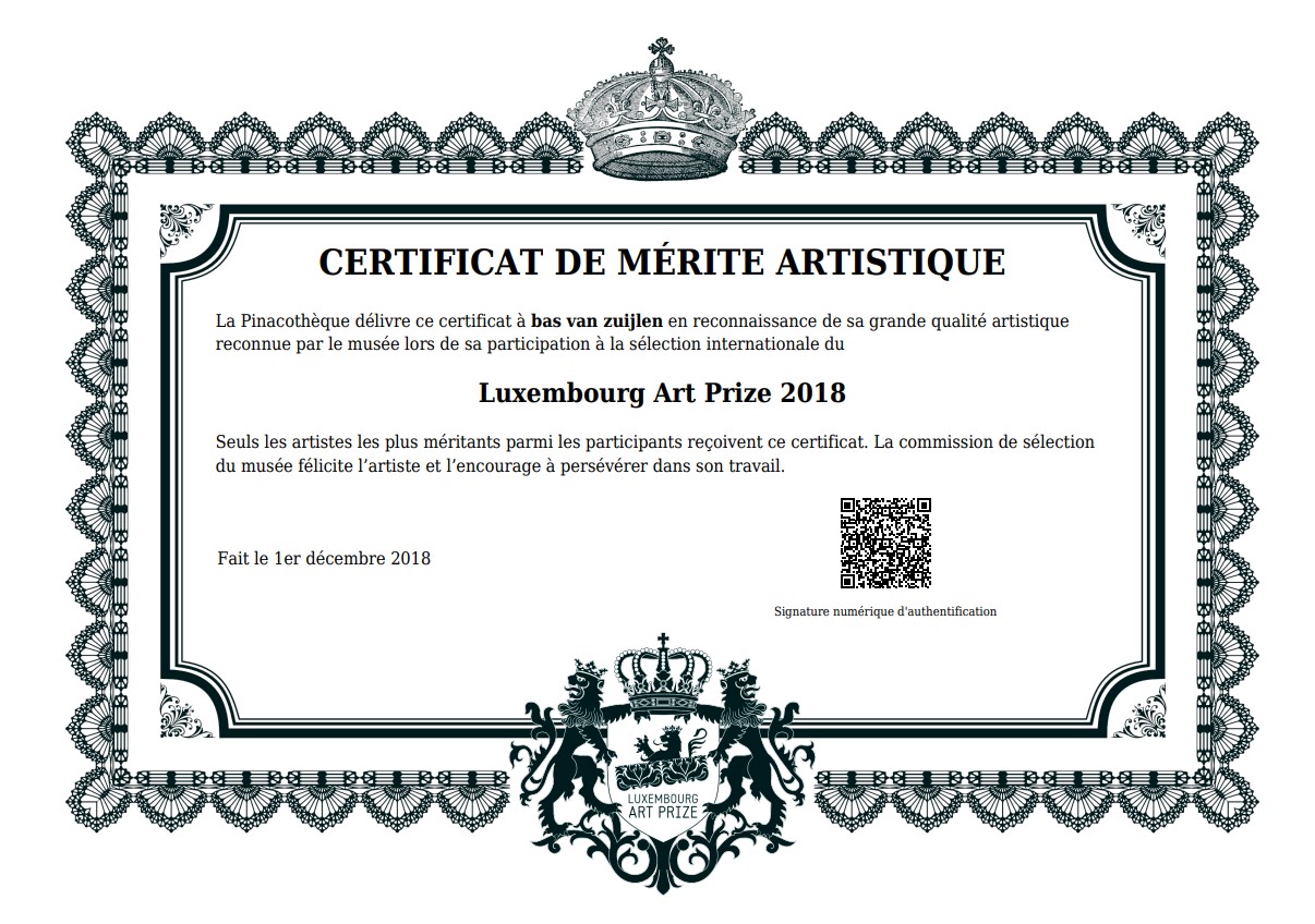 Certificat de Mérite Artistique Luxembourg Art Price - Atelier L'Esprit ...